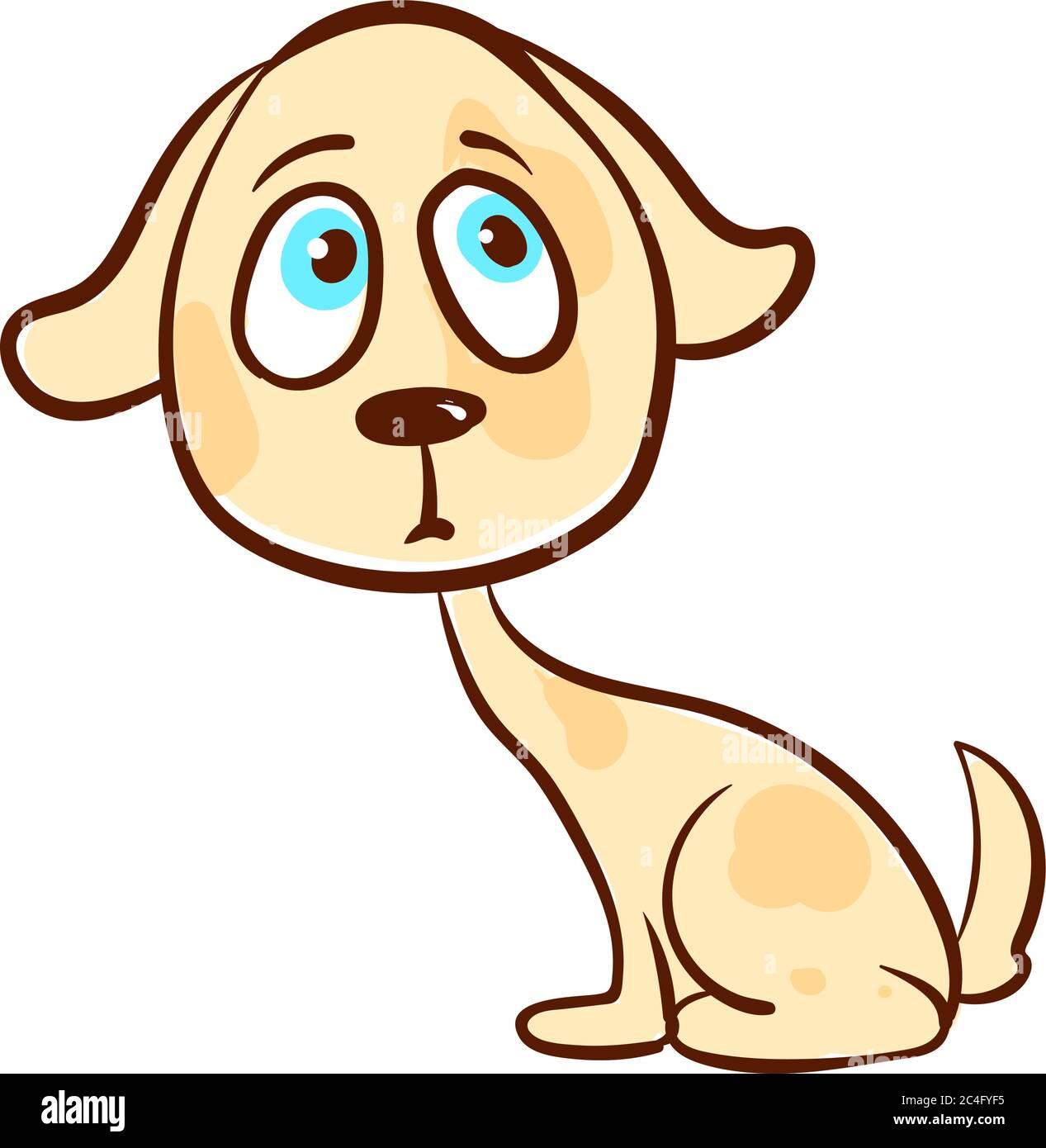 Sad little dog, illustration, vector on white background Stock Vector ...