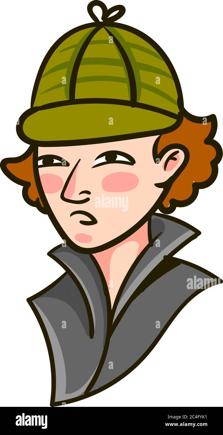 Man with green hat, illustration, vector on white background Stock ...