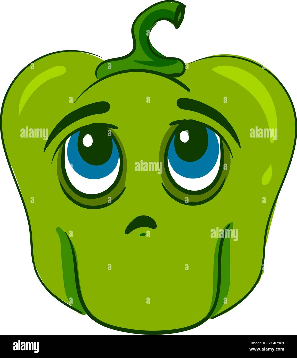 Sad pepper, illustration, vector on white background Stock Vector Image ...