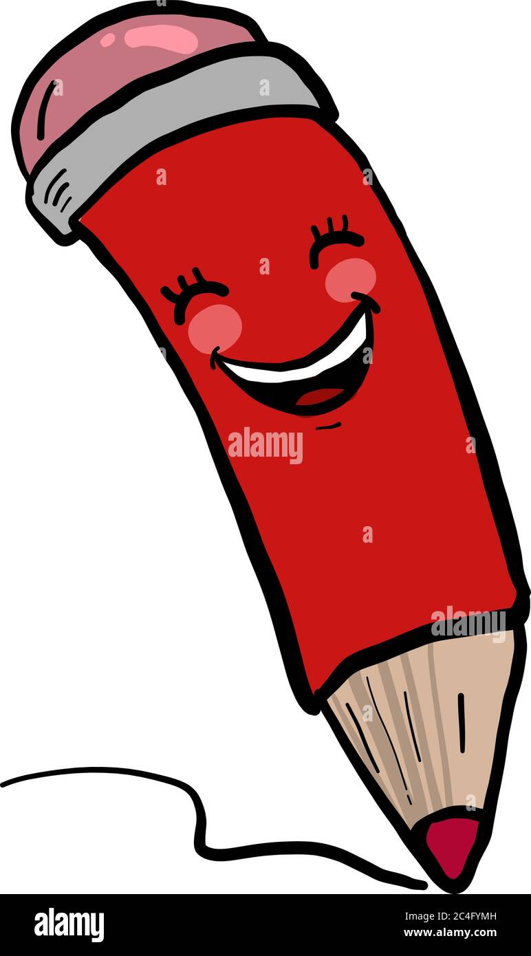 Red pencil, illustration, vector on white background Stock Vector Image ...