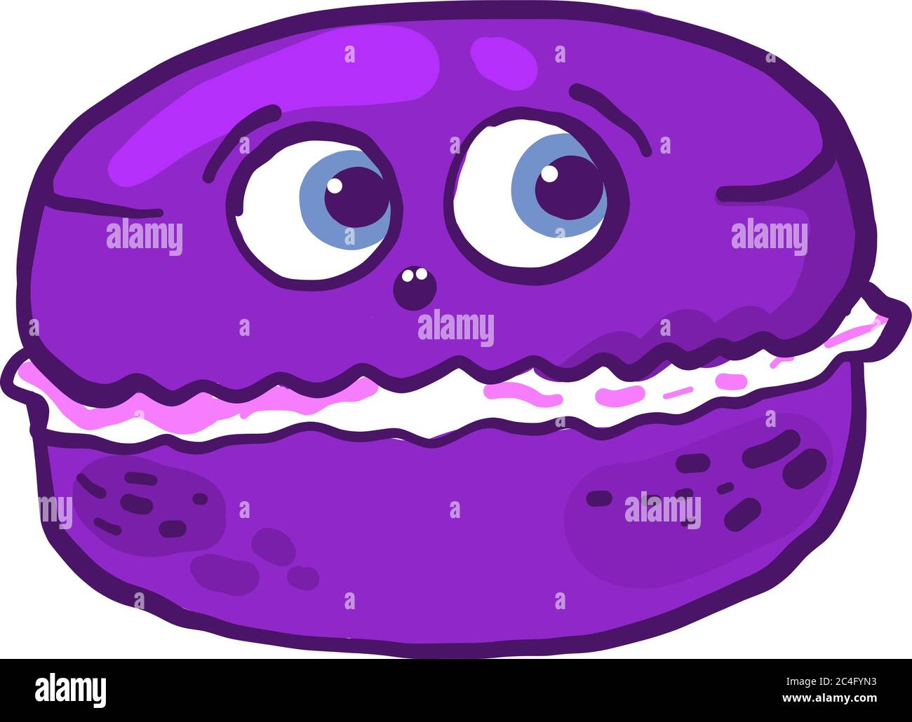 Scared macaroon, illustration, vector on white background Stock Vector ...
