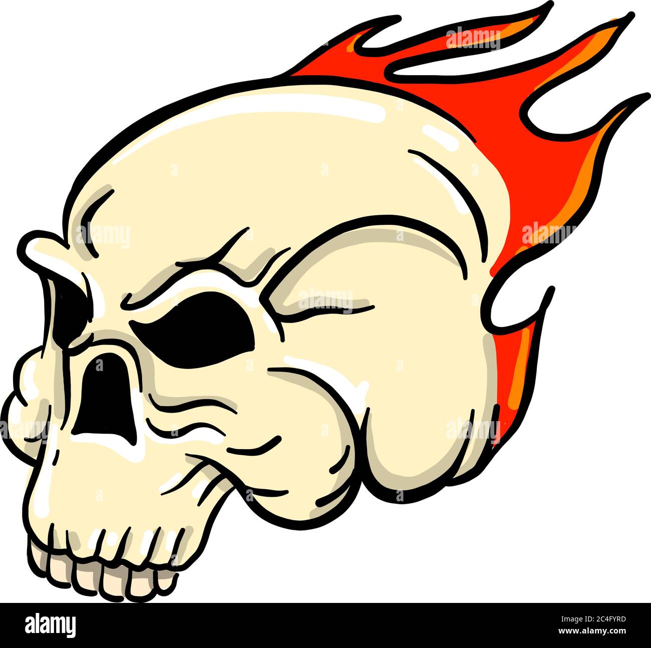 Flame skull, illustration, vector on white background Stock Vector ...