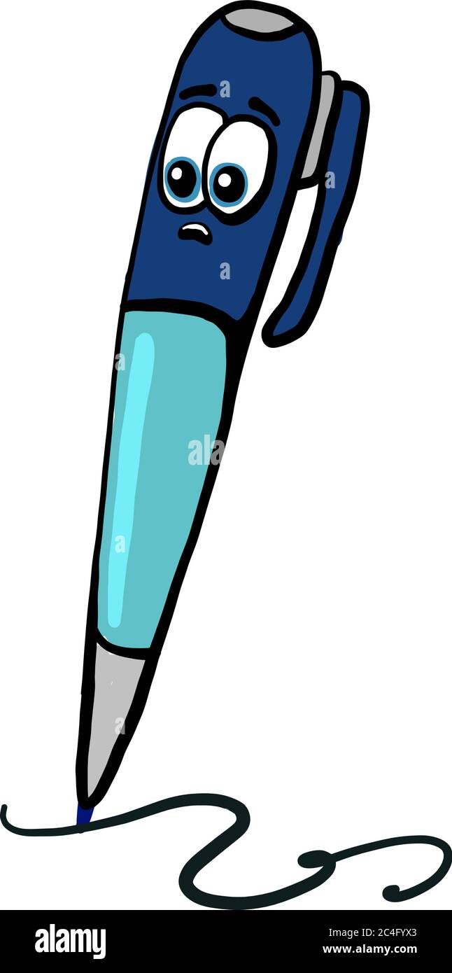 Sad pen, illustration, vector on white background Stock Vector Image ...