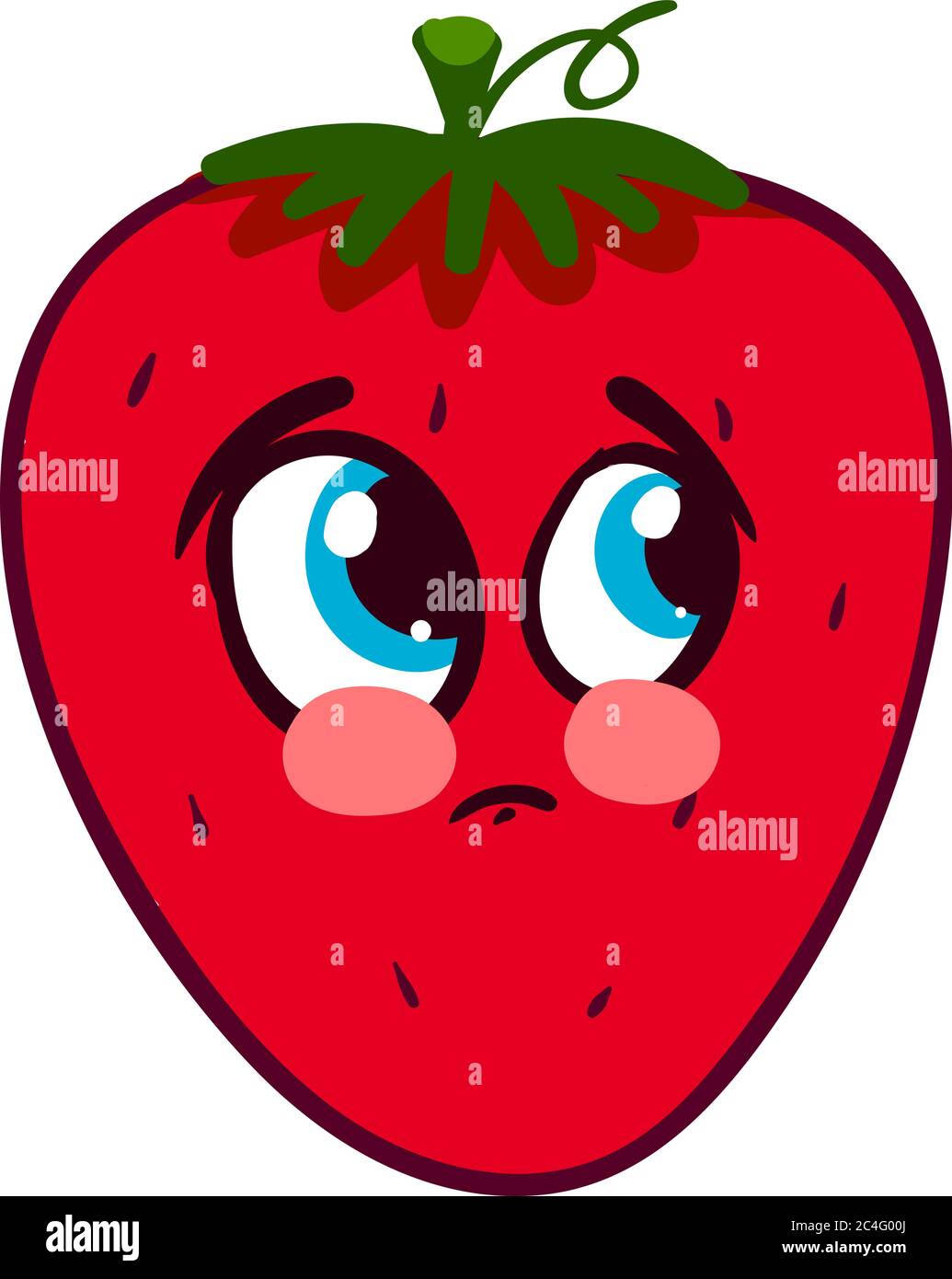 Sad strawberry, illustration, vector on white background Stock Vector ...