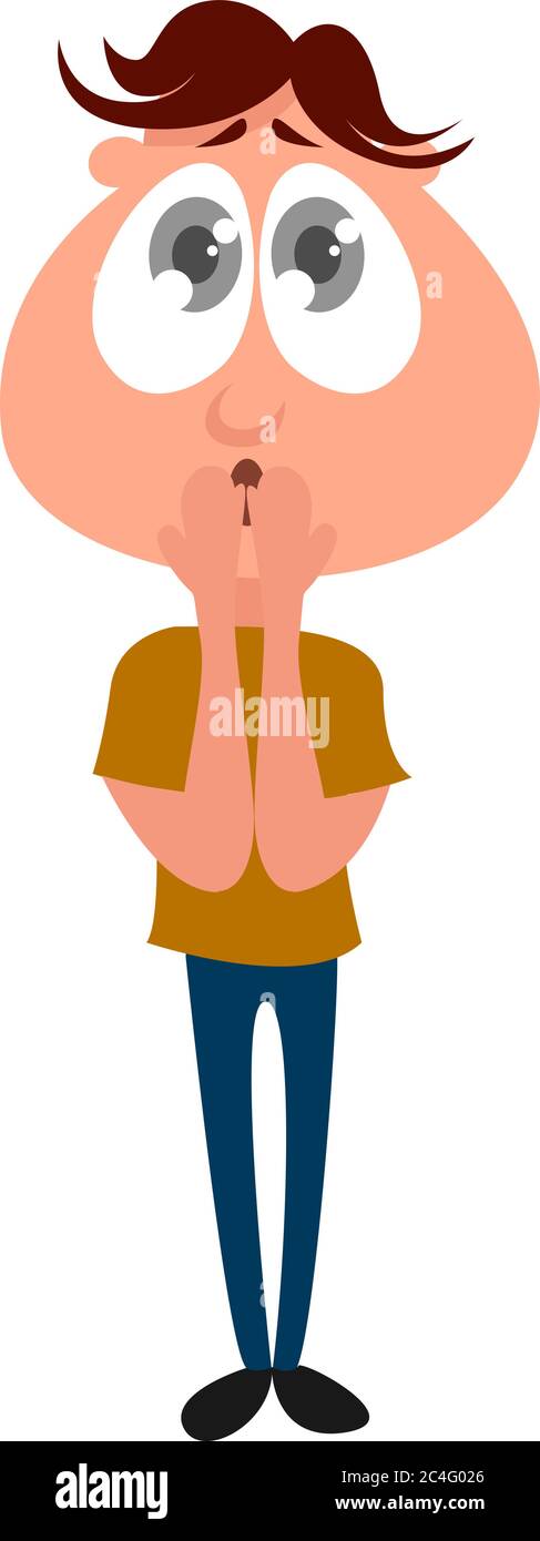 Scared boy, illustration, vector on white background Stock Vector Image ...