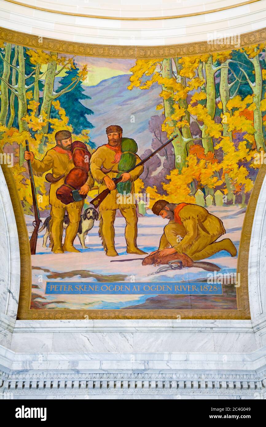 Rotunda mural in the State Capitol, Salt Lake City, Utah, USA, North ...