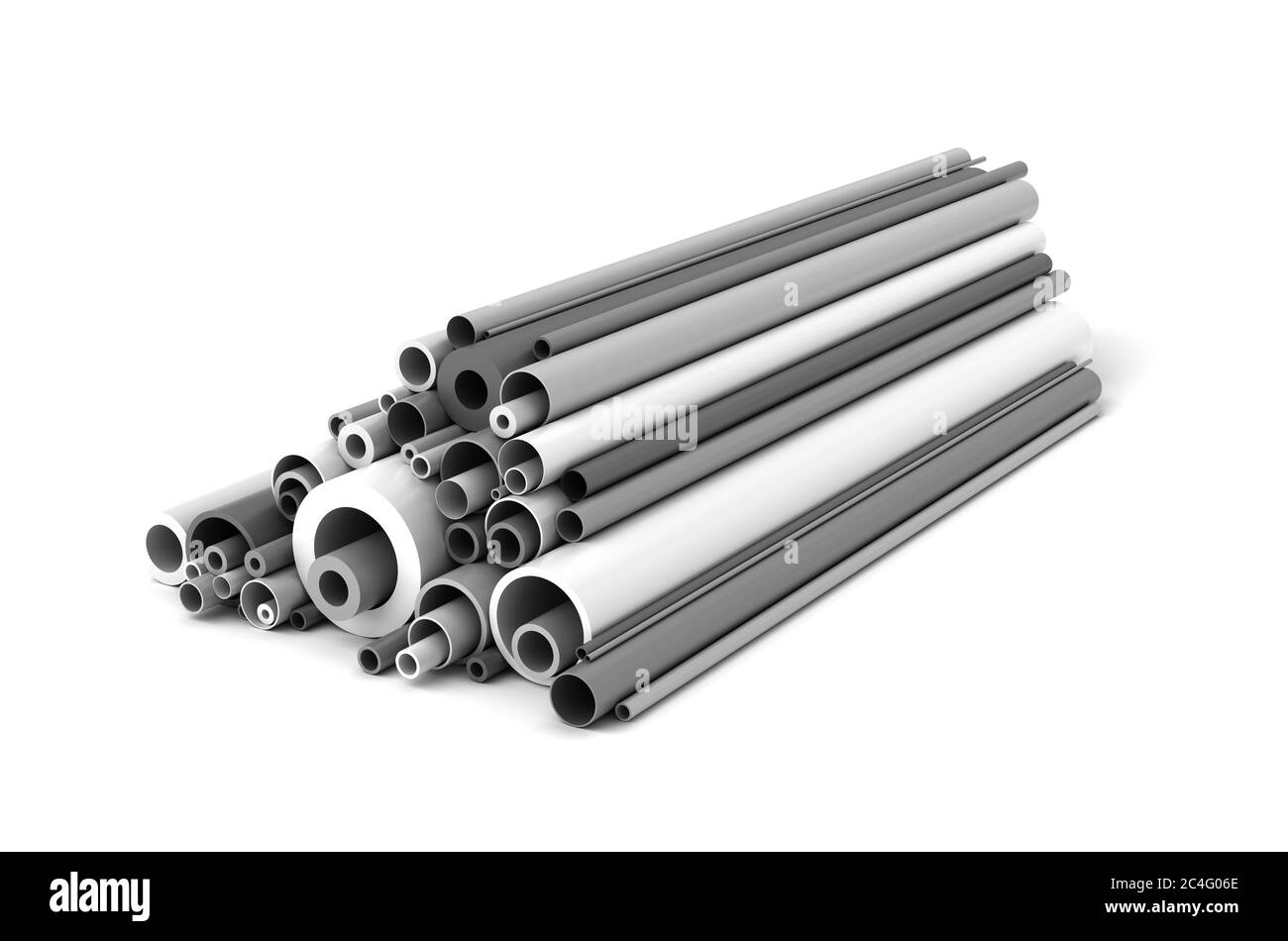 Plastic pipes on white background Stock Photo - Alamy