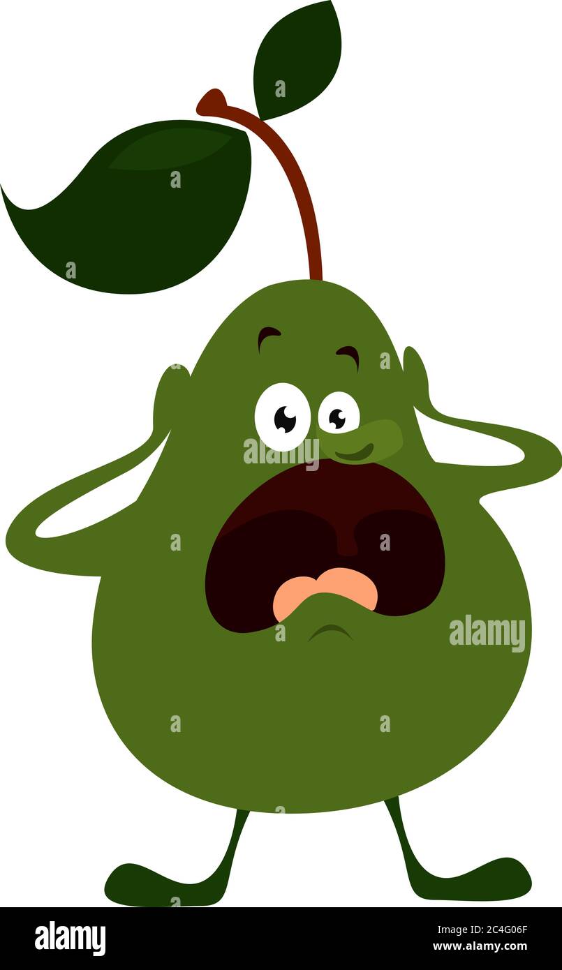 Scared pear, illustration, vector on white background Stock Vector ...