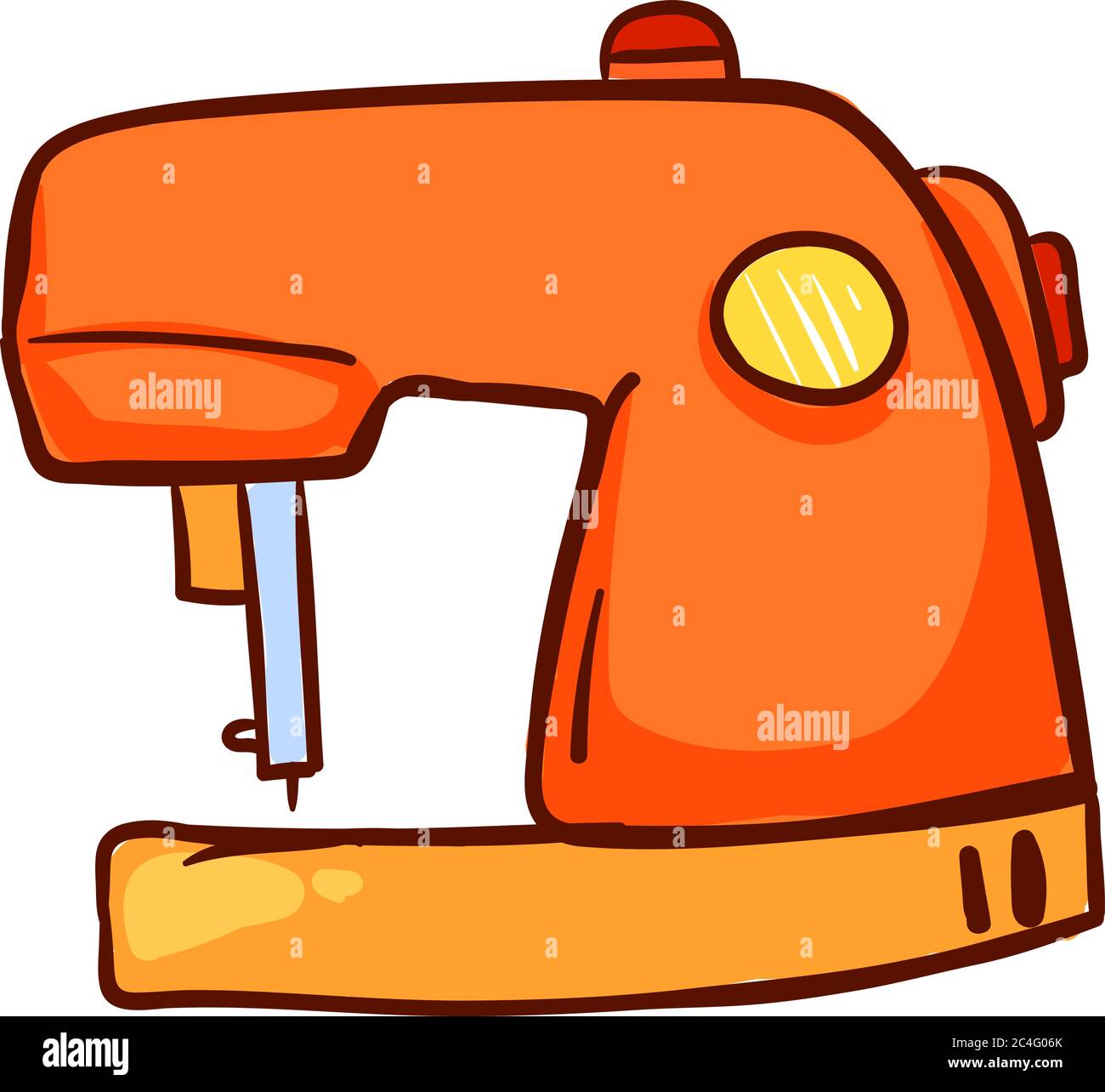 Orange sewing machine, illustration, vector on white background Stock ...