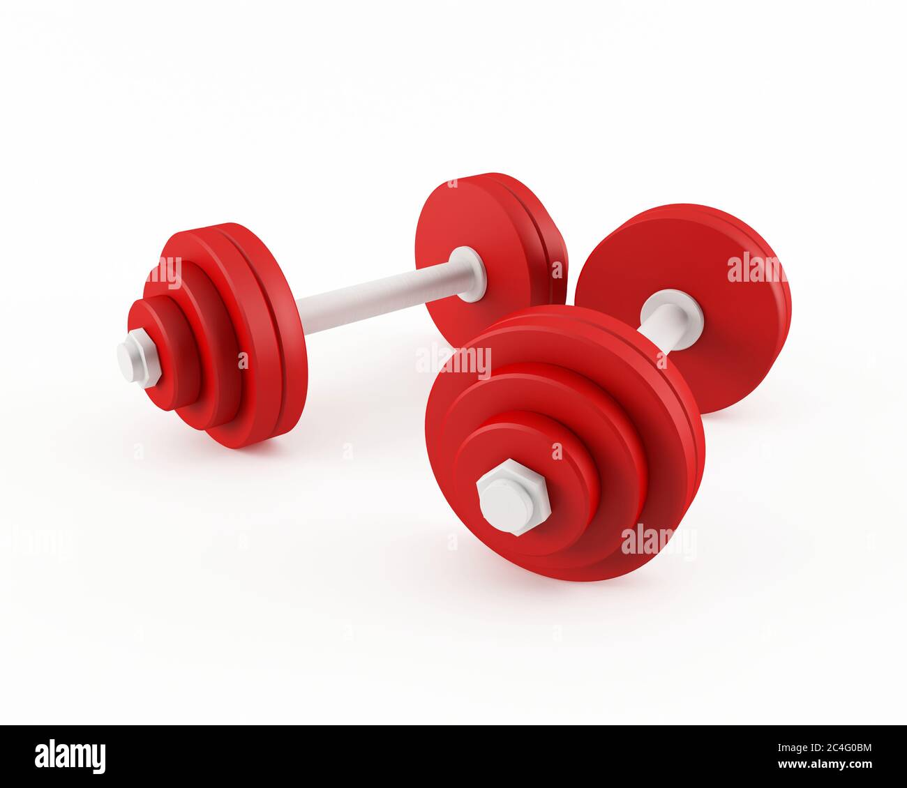 Set of red dumbbells Stock Photo - Alamy