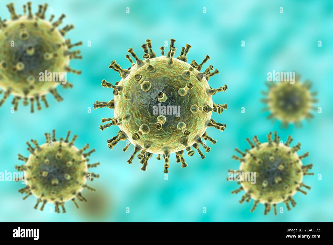 Computer illustration of a varicella zoster virus particle, the cause ...