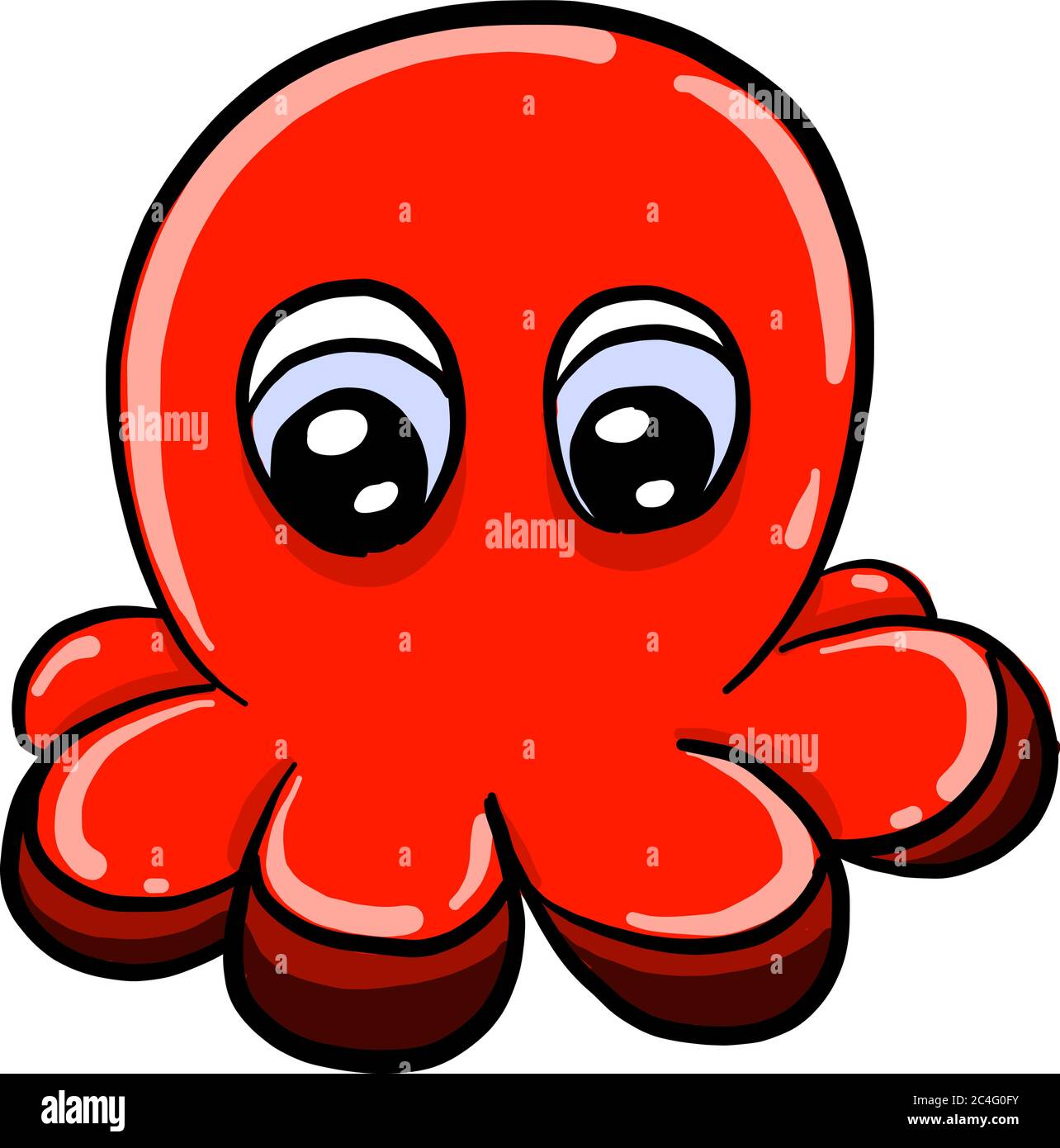 Red octopus, illustration, vector on white background Stock Vector ...