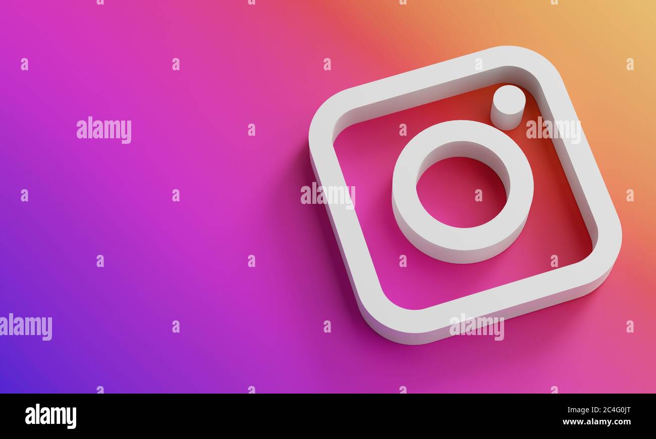 Instagram Logo Minimal Simple Design Template. Copy Space 3D Stock ...