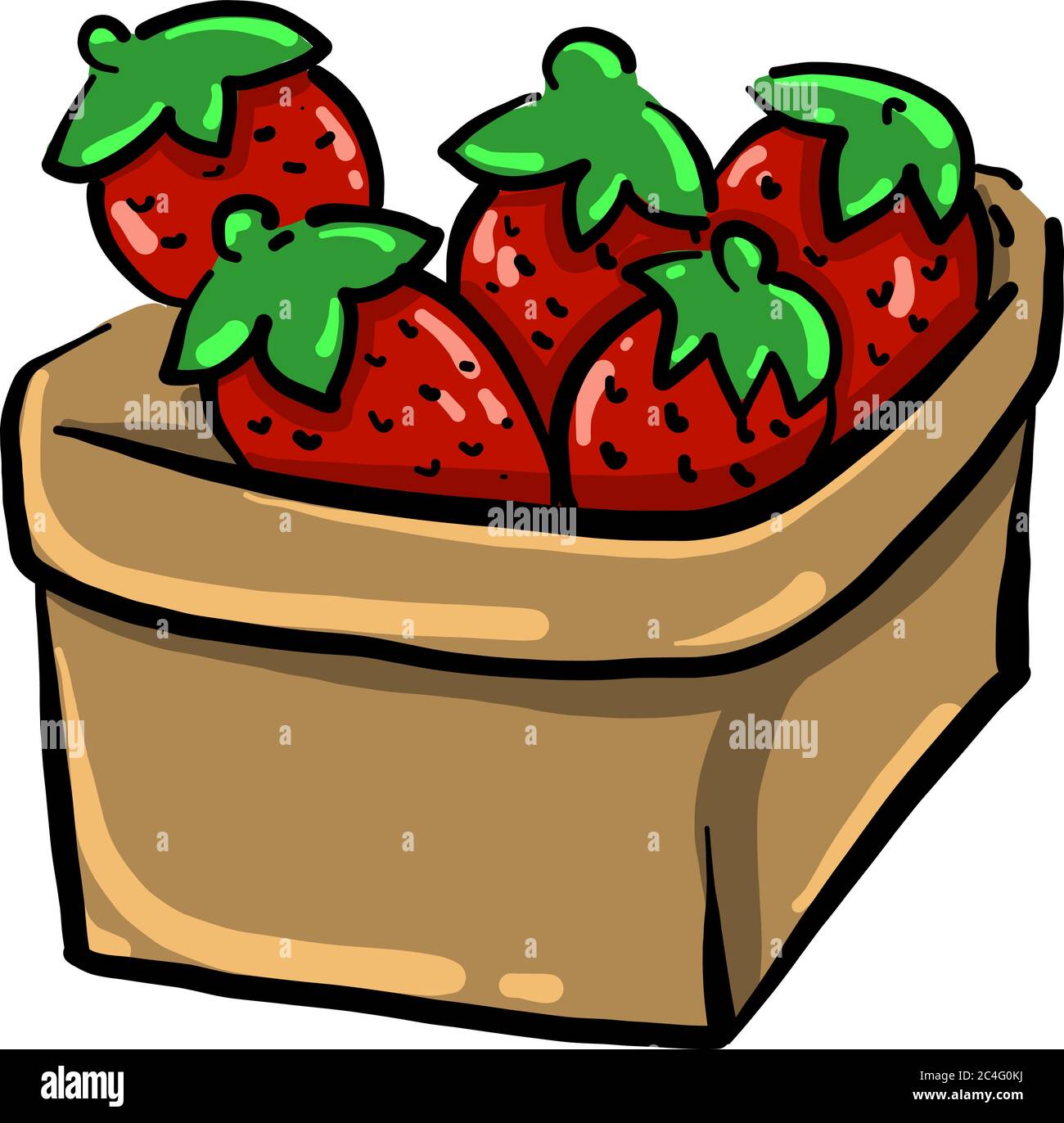 Strawberry in box, illustration, vector on white background Stock ...