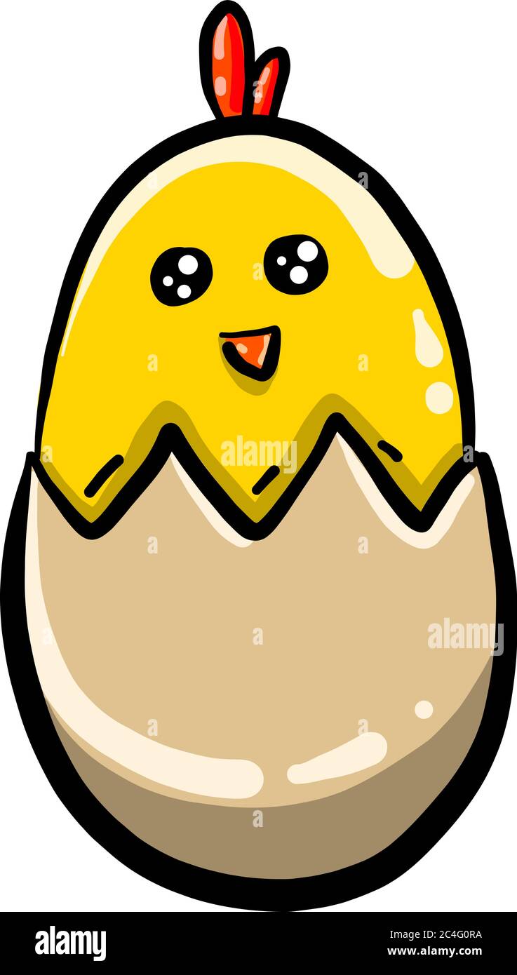 Chicken in egg, illustration, vector on white background Stock Vector ...