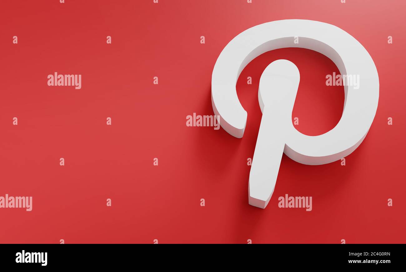 Pinterest Logo Minimal Simple Design Template. Copy Space 3D Stock ...