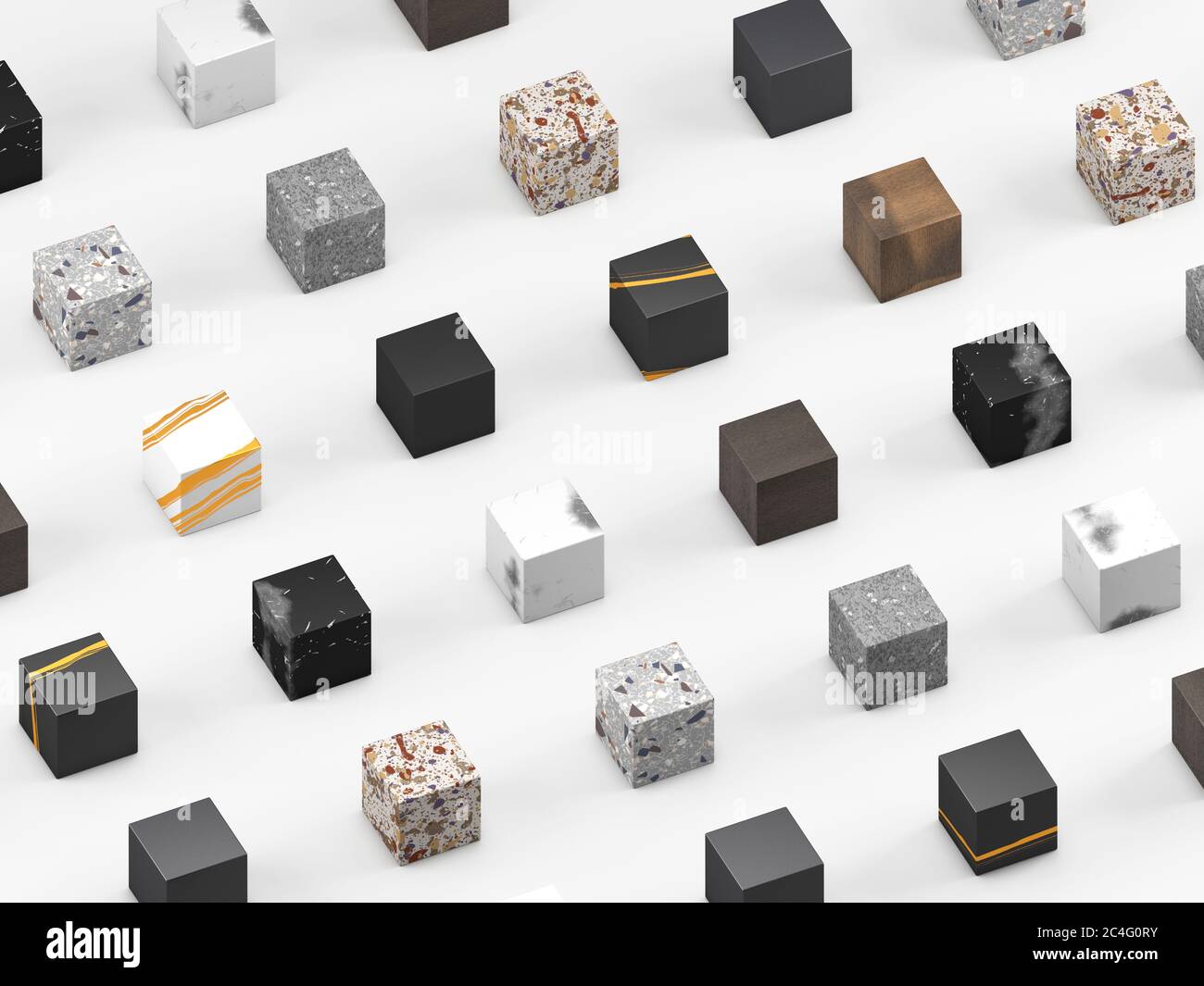 Cubes of different materials, illustration Stock Photo - Alamy