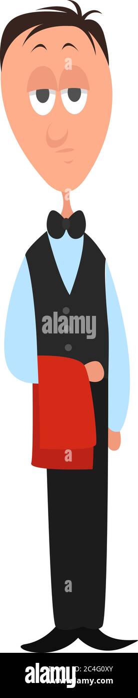 Waiter waiting order, illustration, vector on white background Stock ...