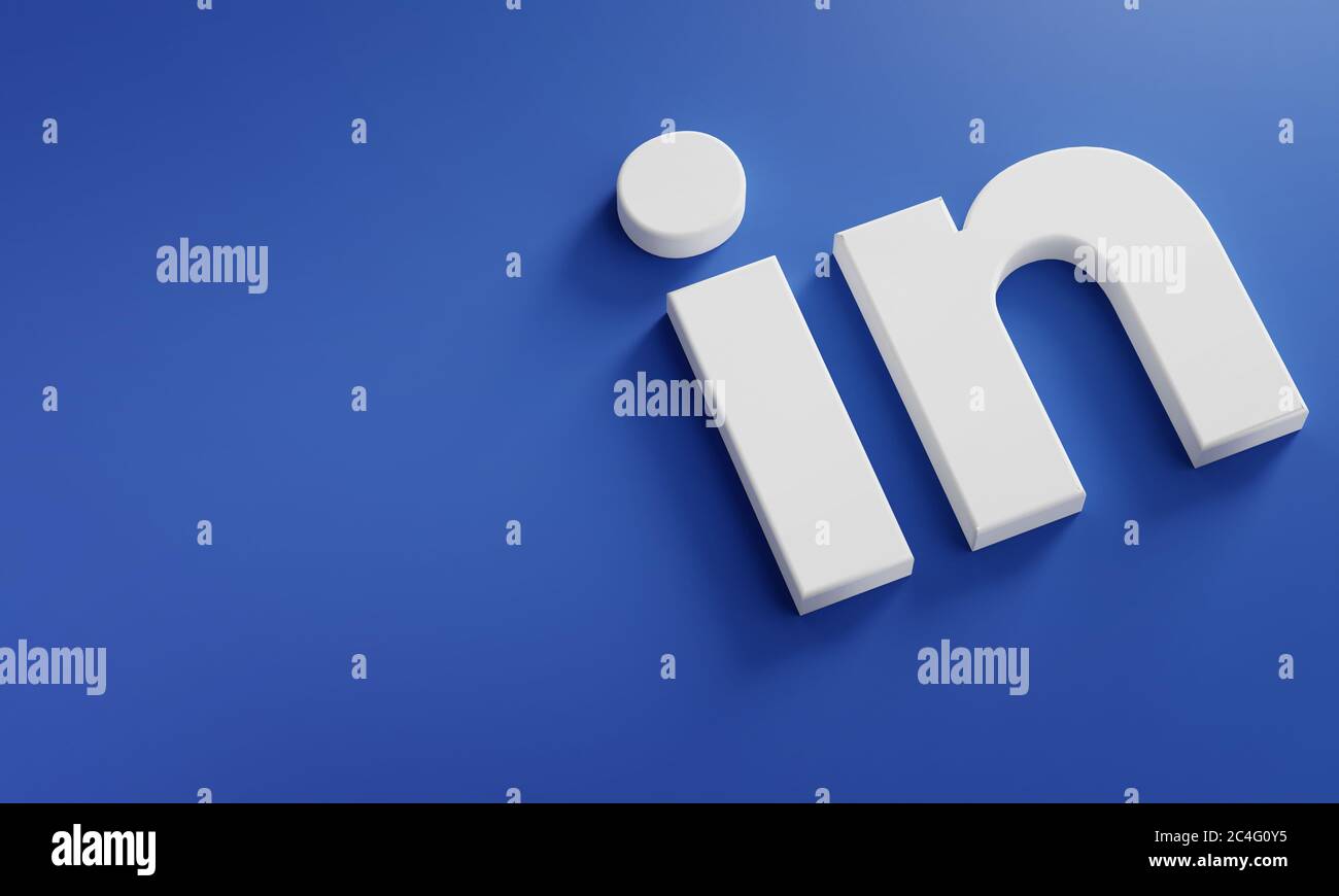 LinkedIn Logo Minimal Simple Design Template. Copy Space 3D Stock Photo ...