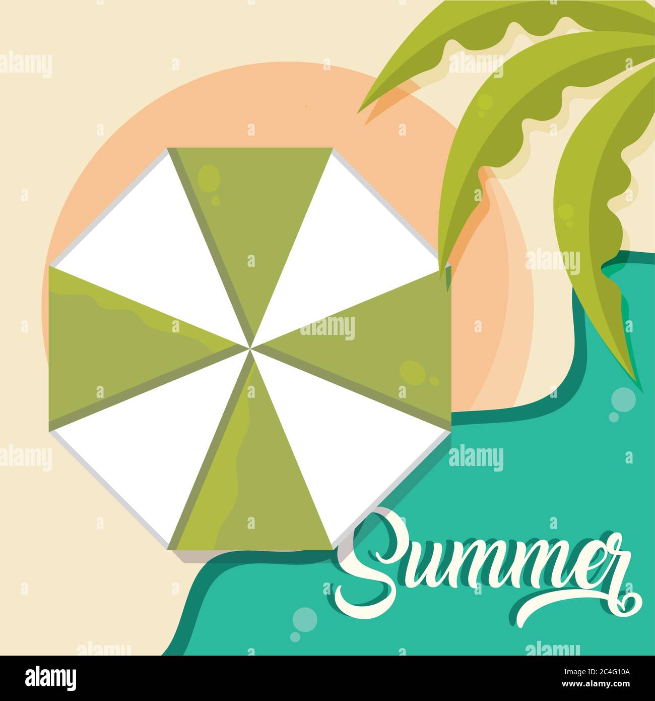 hello summer travel and vacation season, umbrella beach sand sea ...