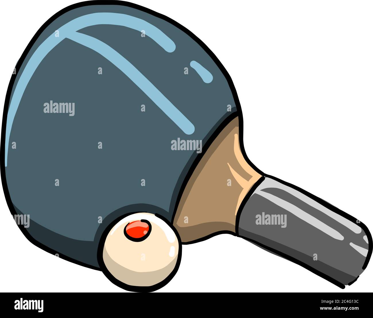 Table tennis racket, illustration, vector on white background Stock ...