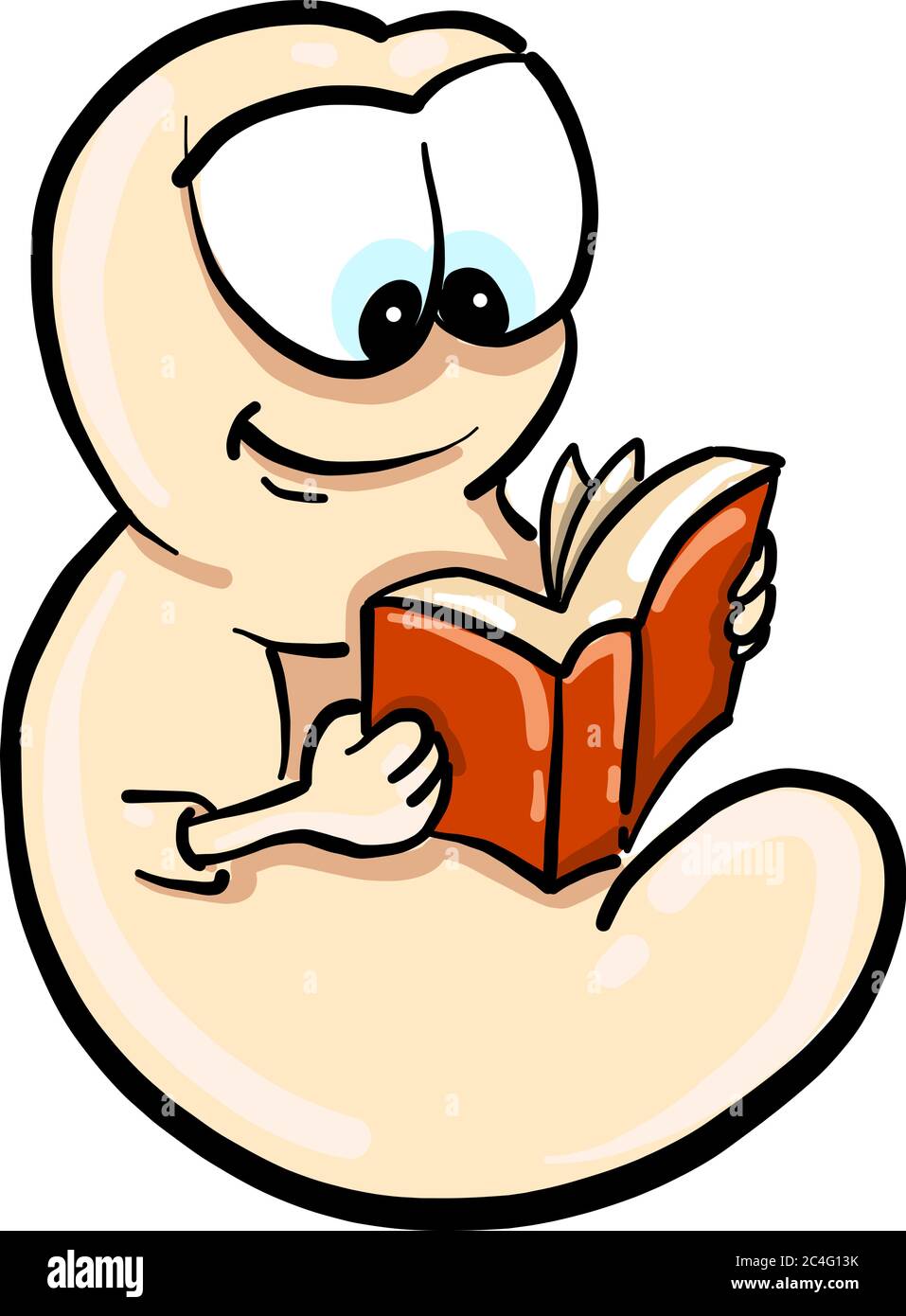 Worm reading book, illustration, vector on white background Stock ...