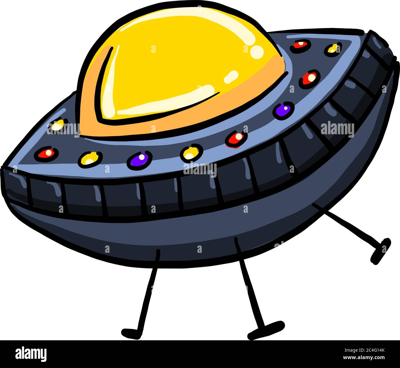 Blue UFO, illustration, vector on white background Stock Vector Image ...