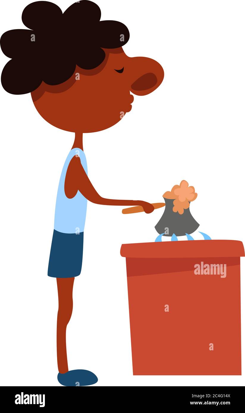 Man making coffee, illustration, vector on white background Stock ...