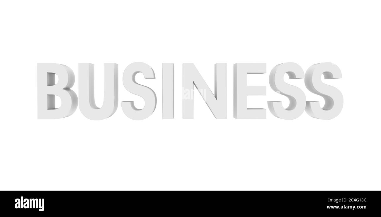 White 3d business text Stock Photo - Alamy