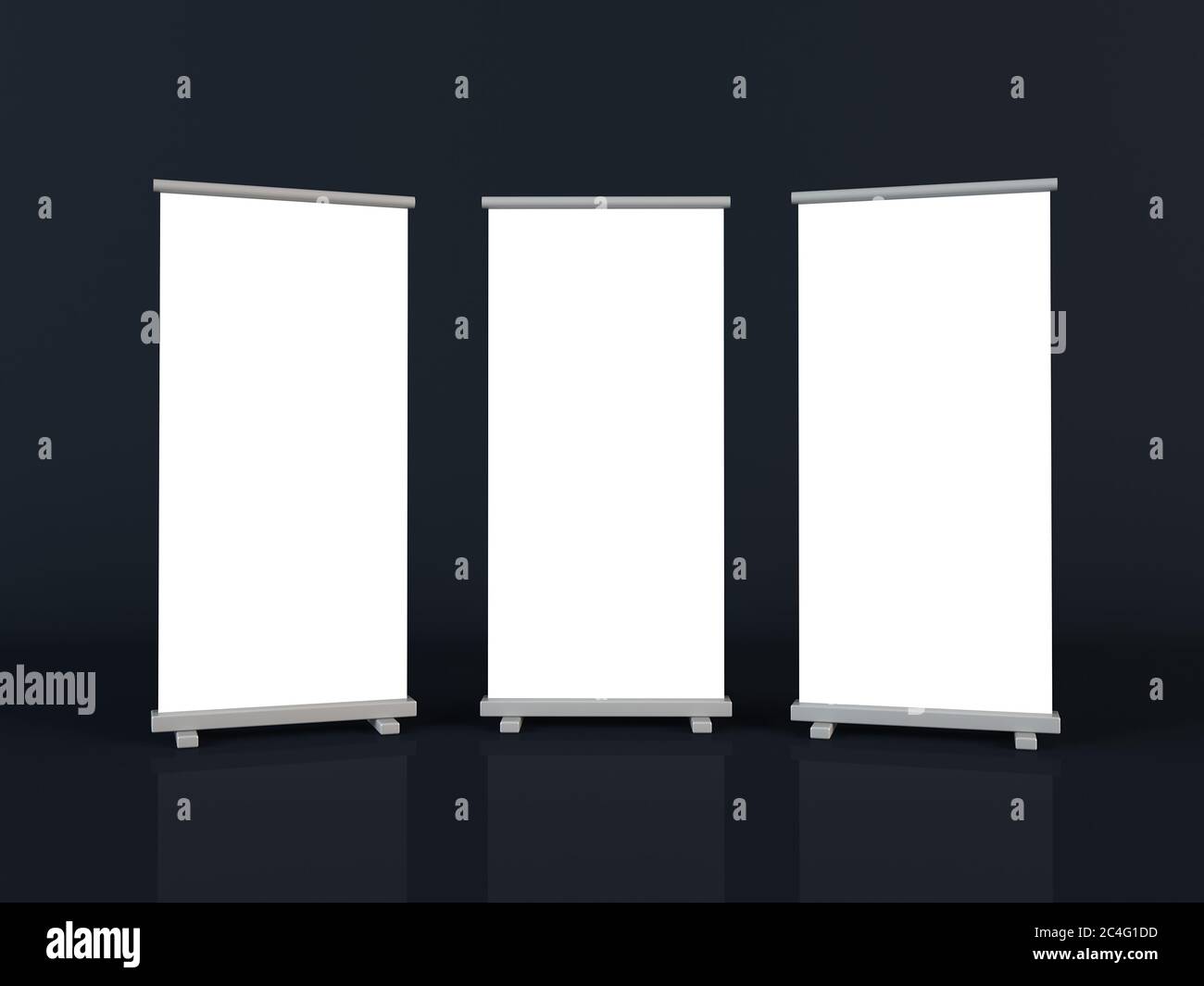 Advertising display roll-up banners or billboards Stock Photo - Alamy