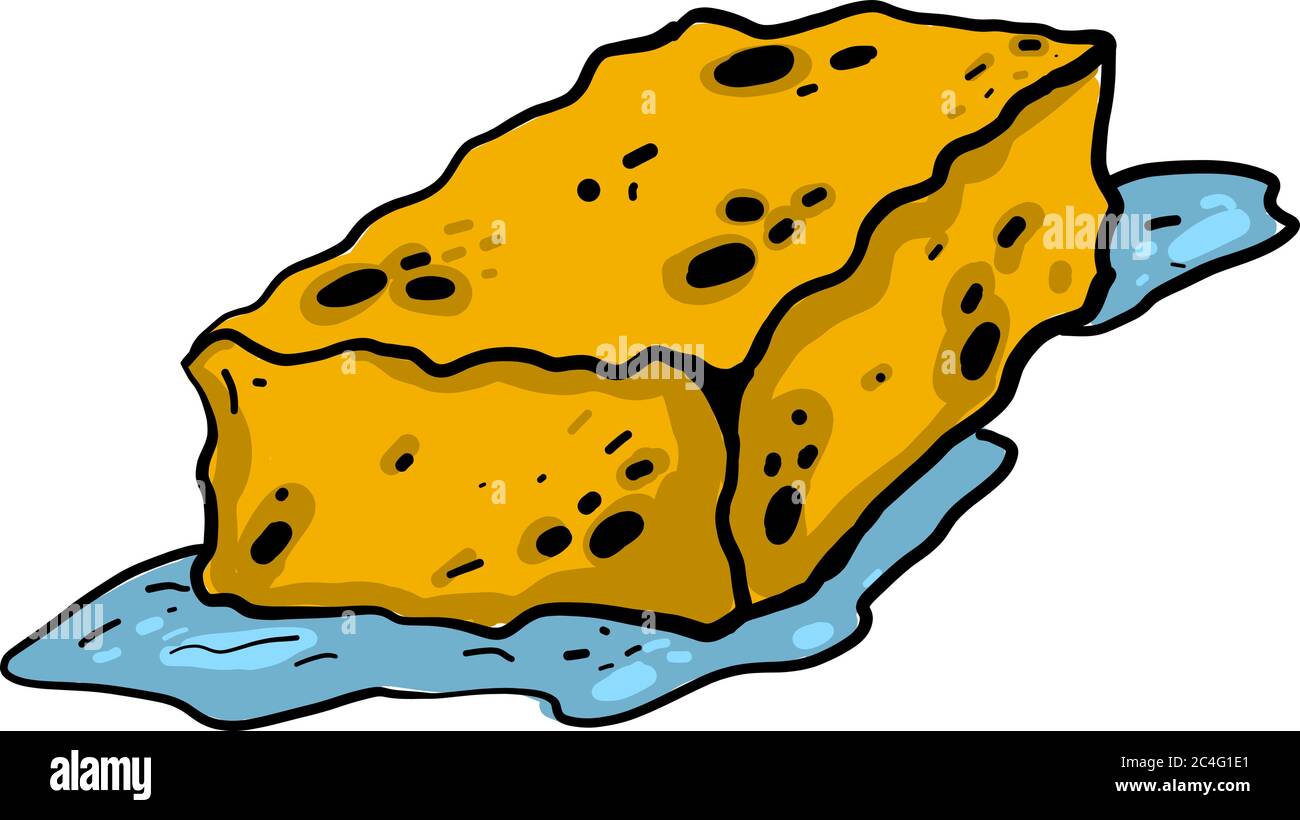 Yellow sponge, illustration, vector on white background Stock Vector ...