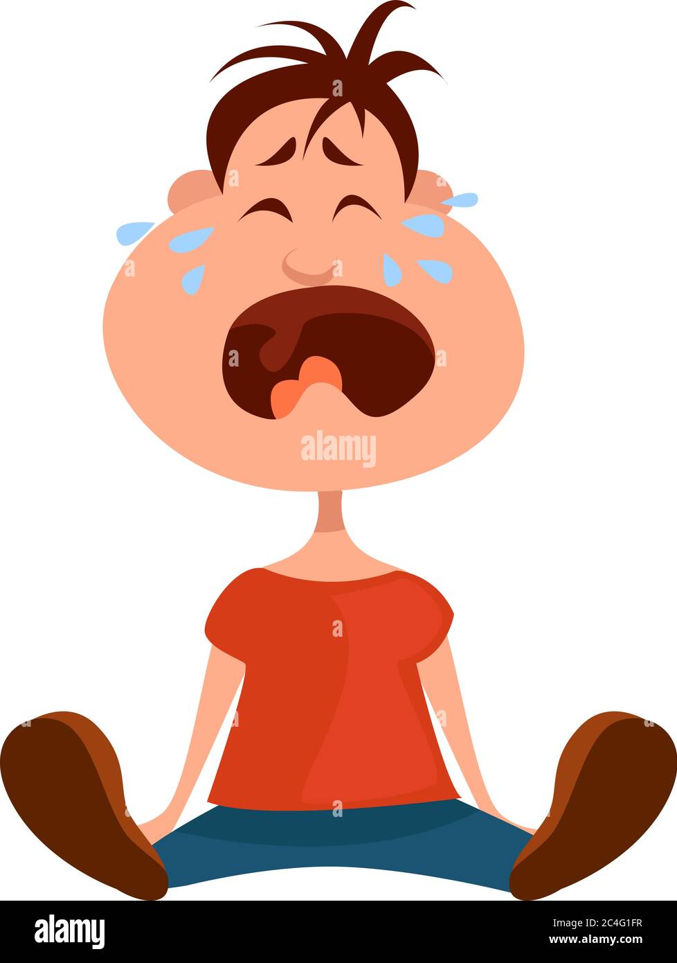 Boy crying, illustration, vector on white background Stock Vector Image ...