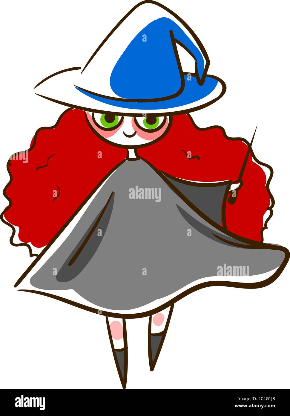 Witch with red hair, illustration, vector on white background Stock ...
