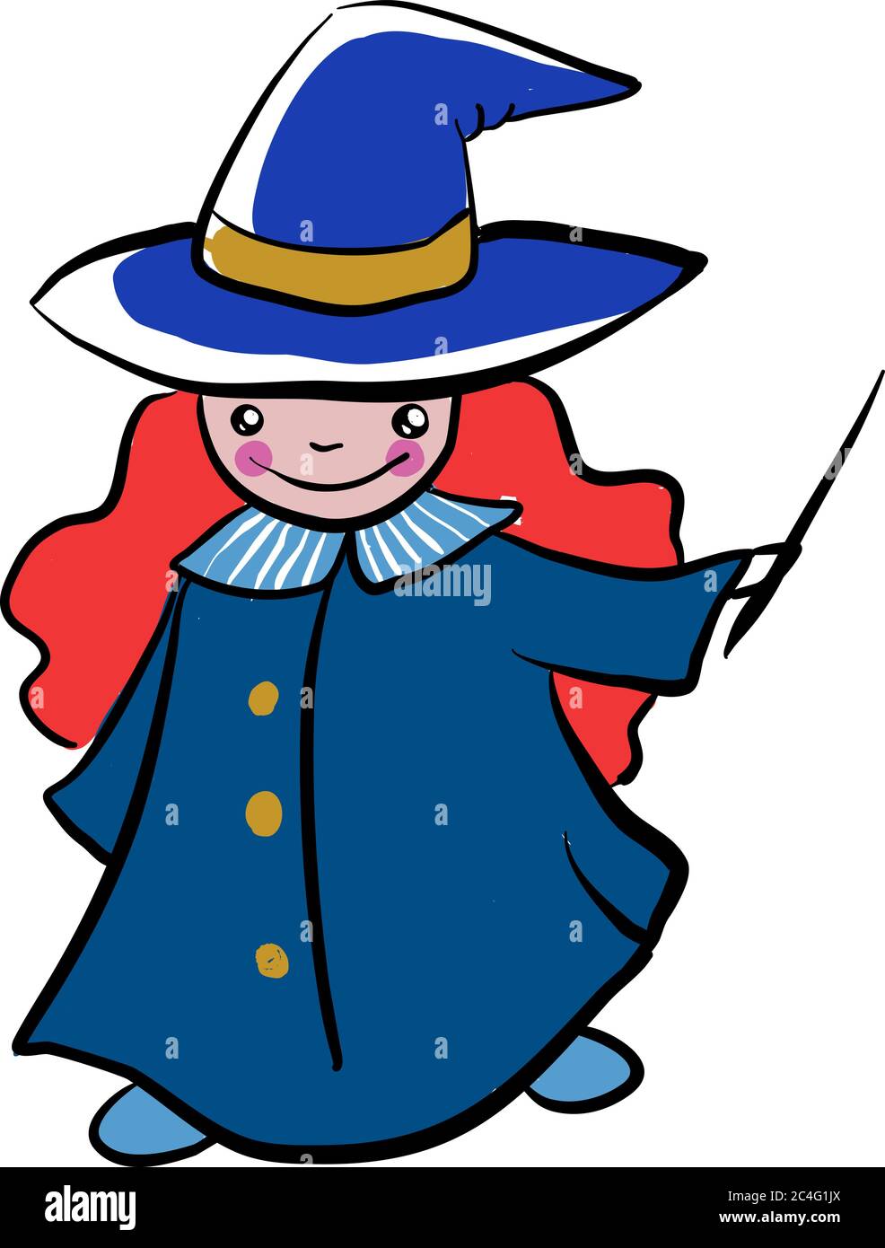 Witch in blue, illustration, vector on white background Stock Vector ...
