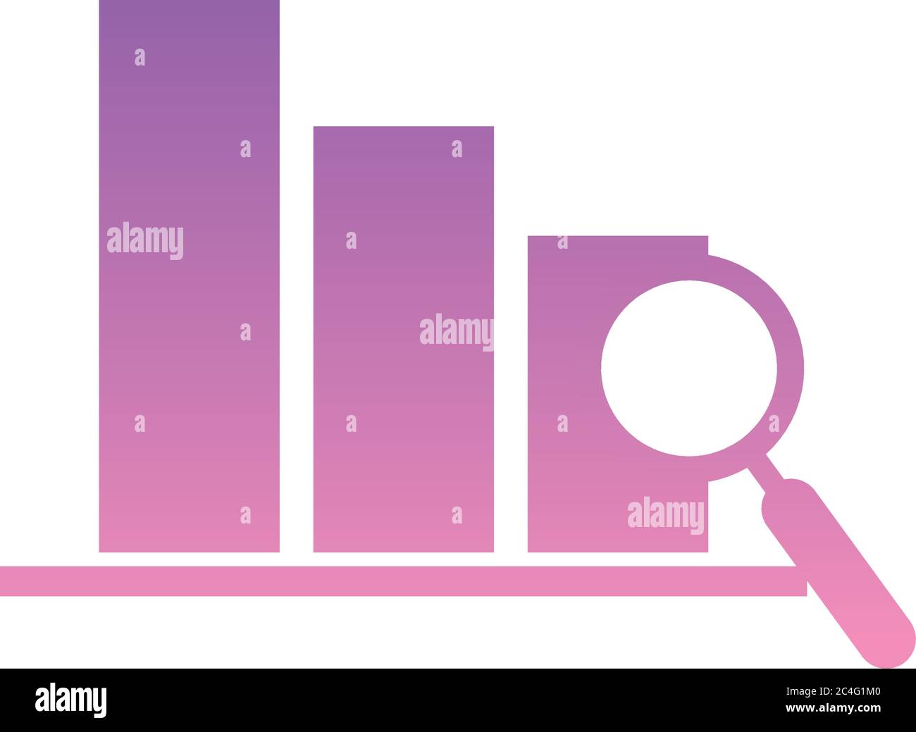 lupe with bars chart gradient style icon design, Searching theme Vector illustration Stock ...