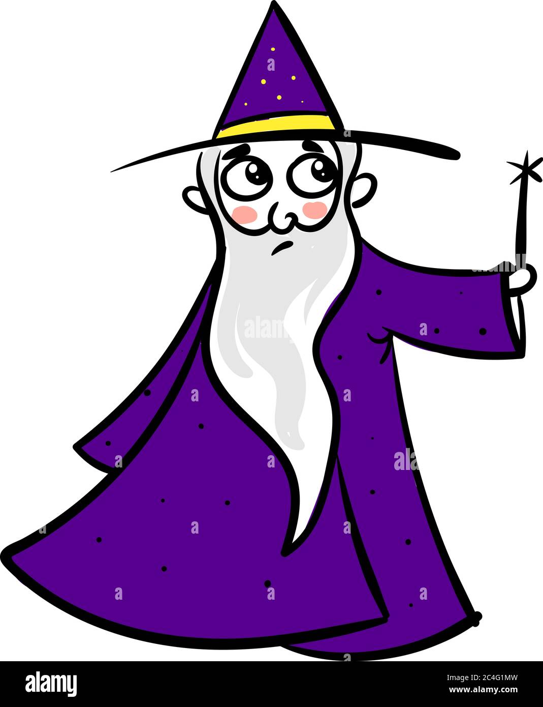 Sad wizard, illustration, vector on white background Stock Vector Image ...