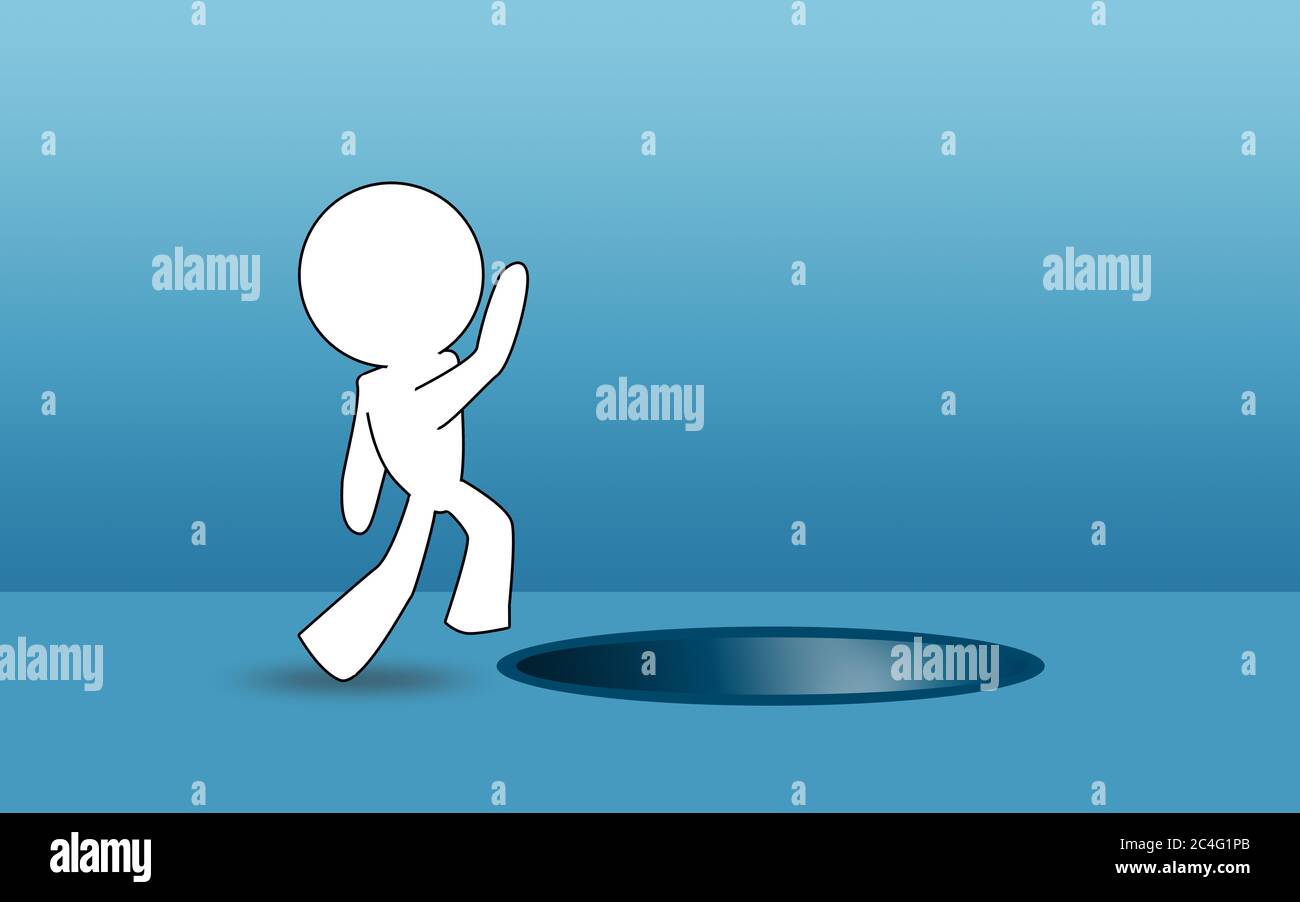 Puppet walk into a hole, 3D rendering Stock Photo - Alamy