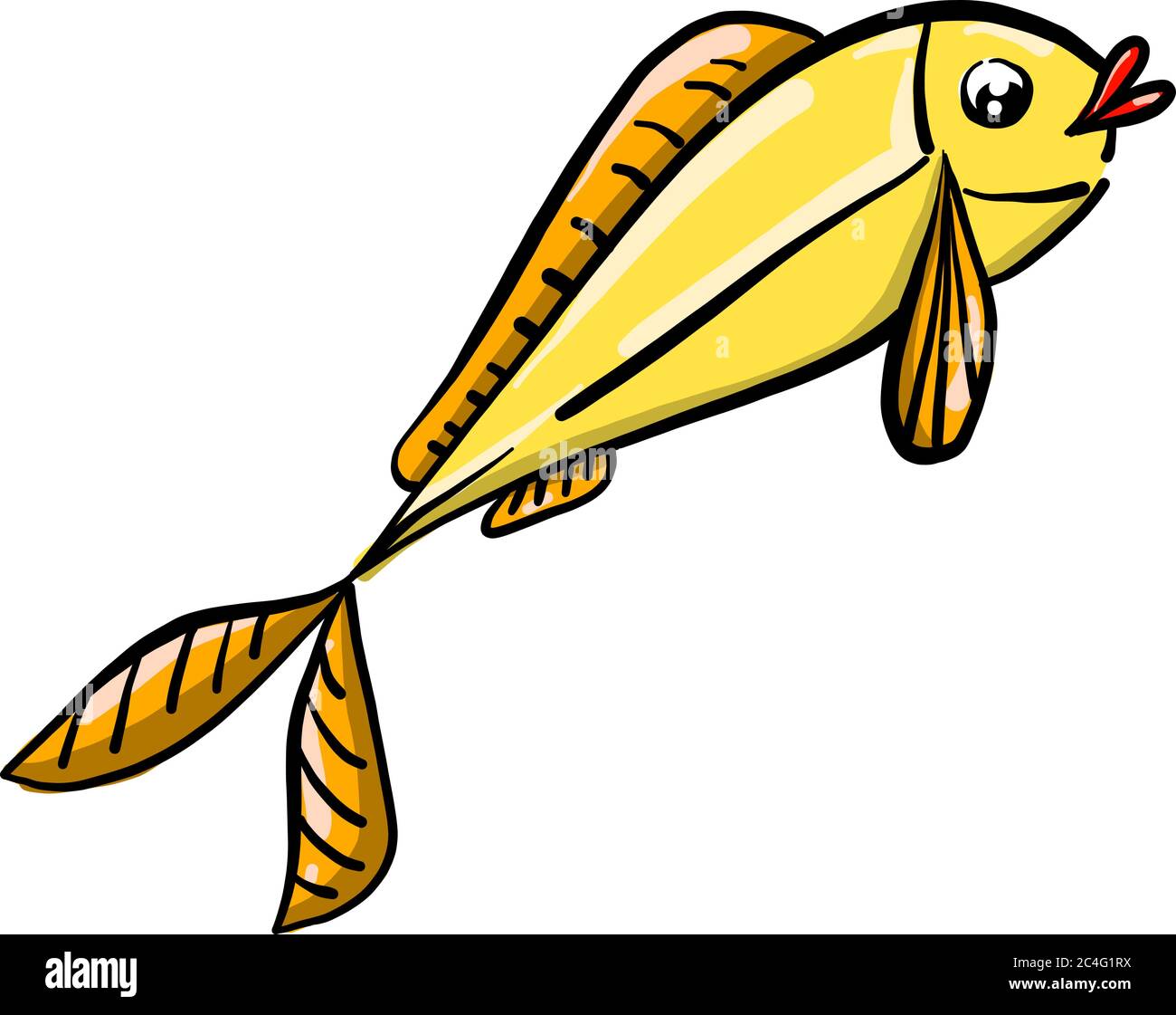 Yellow fish, illustration, vector on white background Stock Vector ...
