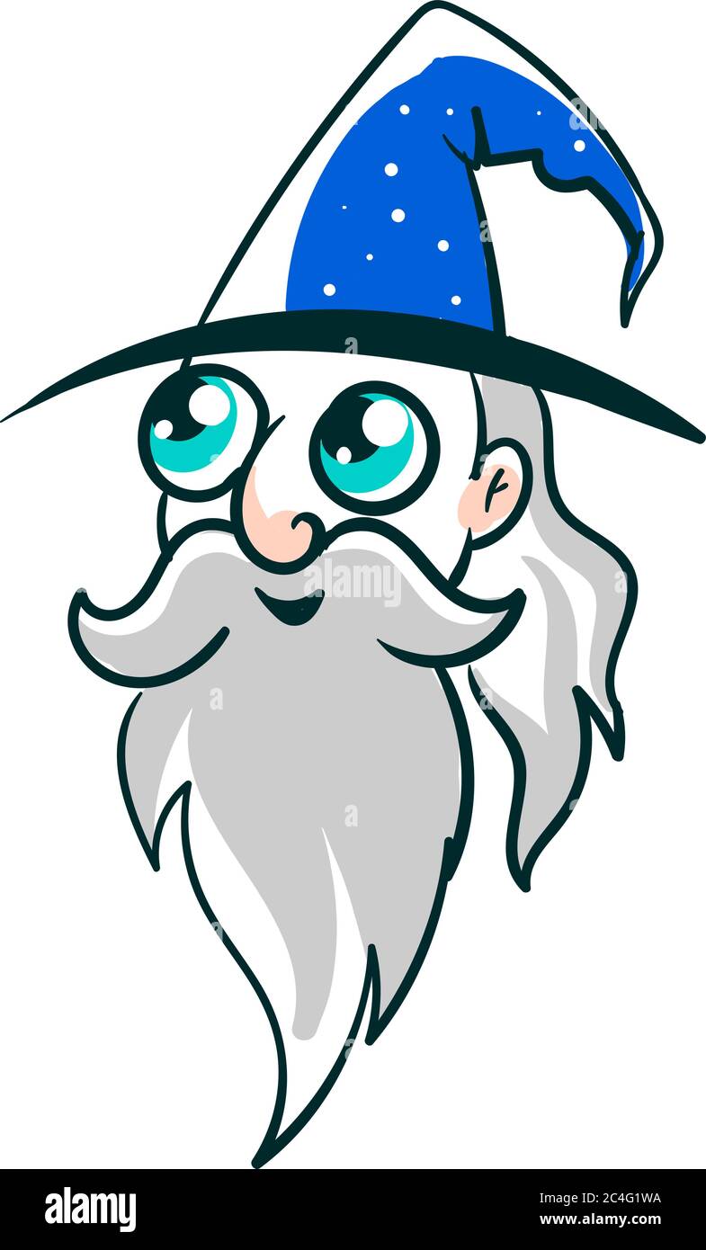 Happy wizard, illustration, vector on white background Stock Vector ...