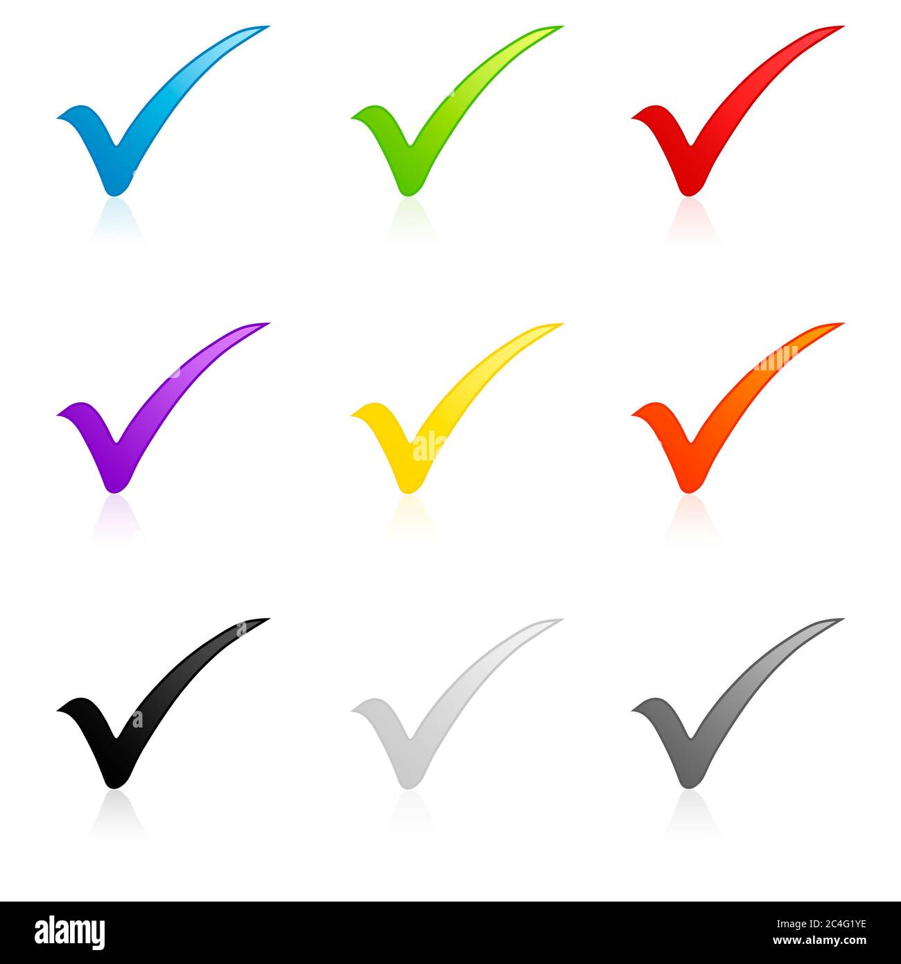 Colorful check mark set Stock Photo - Alamy