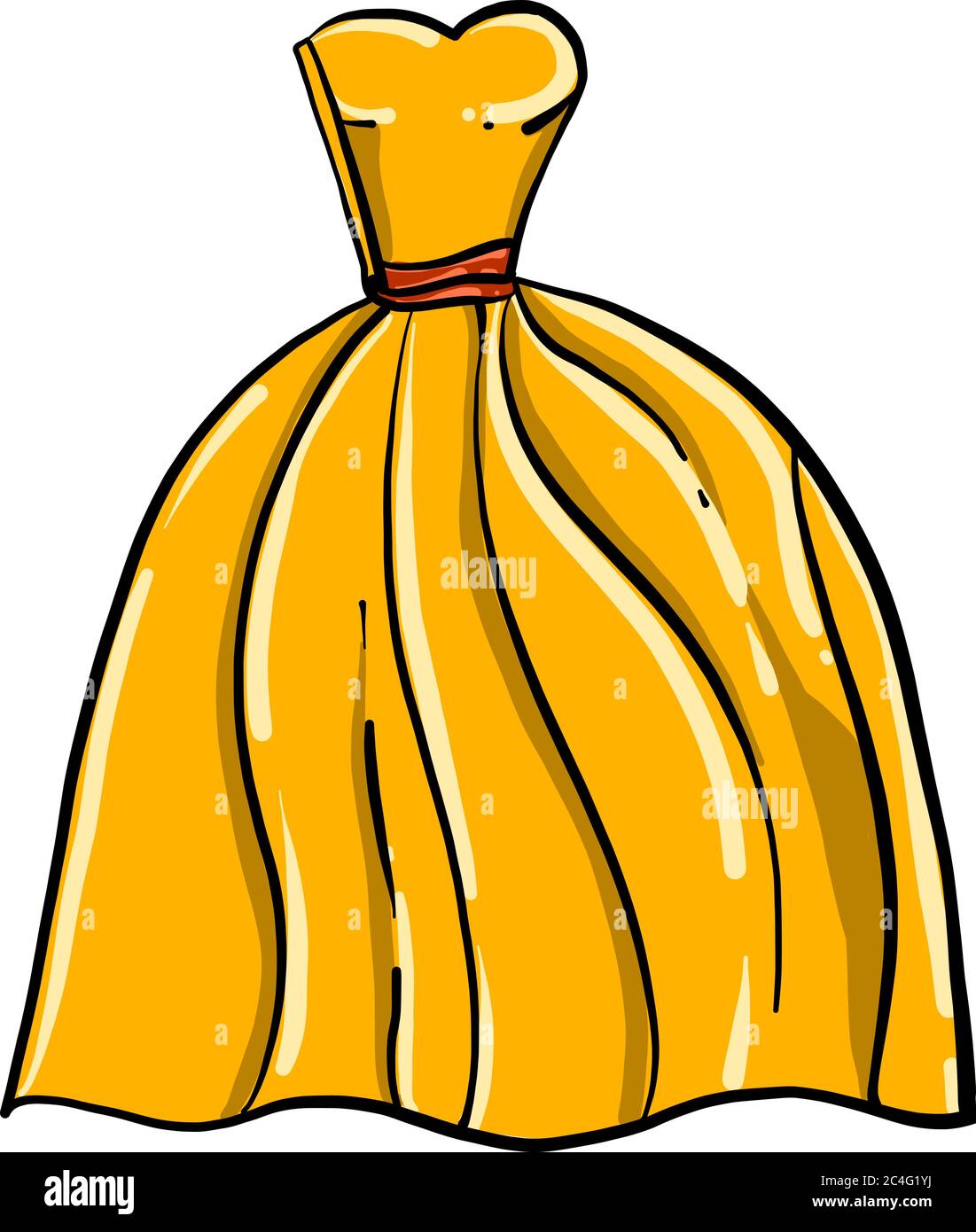 Yellow dress, illustration, vector on white background Stock Vector ...