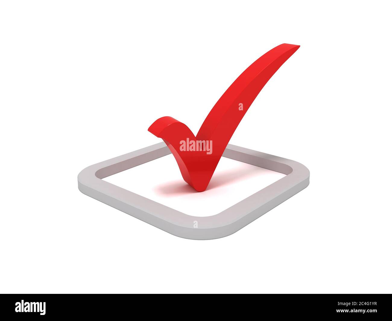 3D red check mark sign Stock Photo - Alamy
