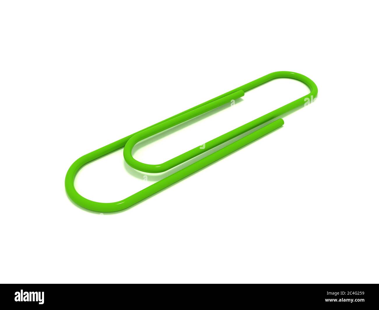 Green paper clip isolated on white Stock Photo - Alamy