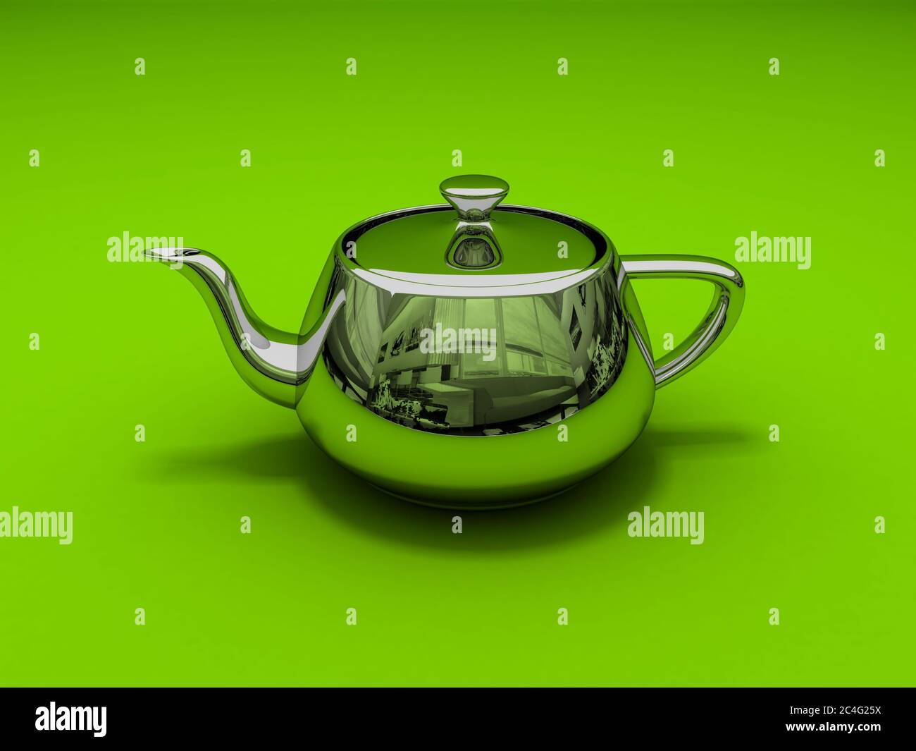 Green Tea Party - 3d render of a metallic teapot Stock Photo - Alamy