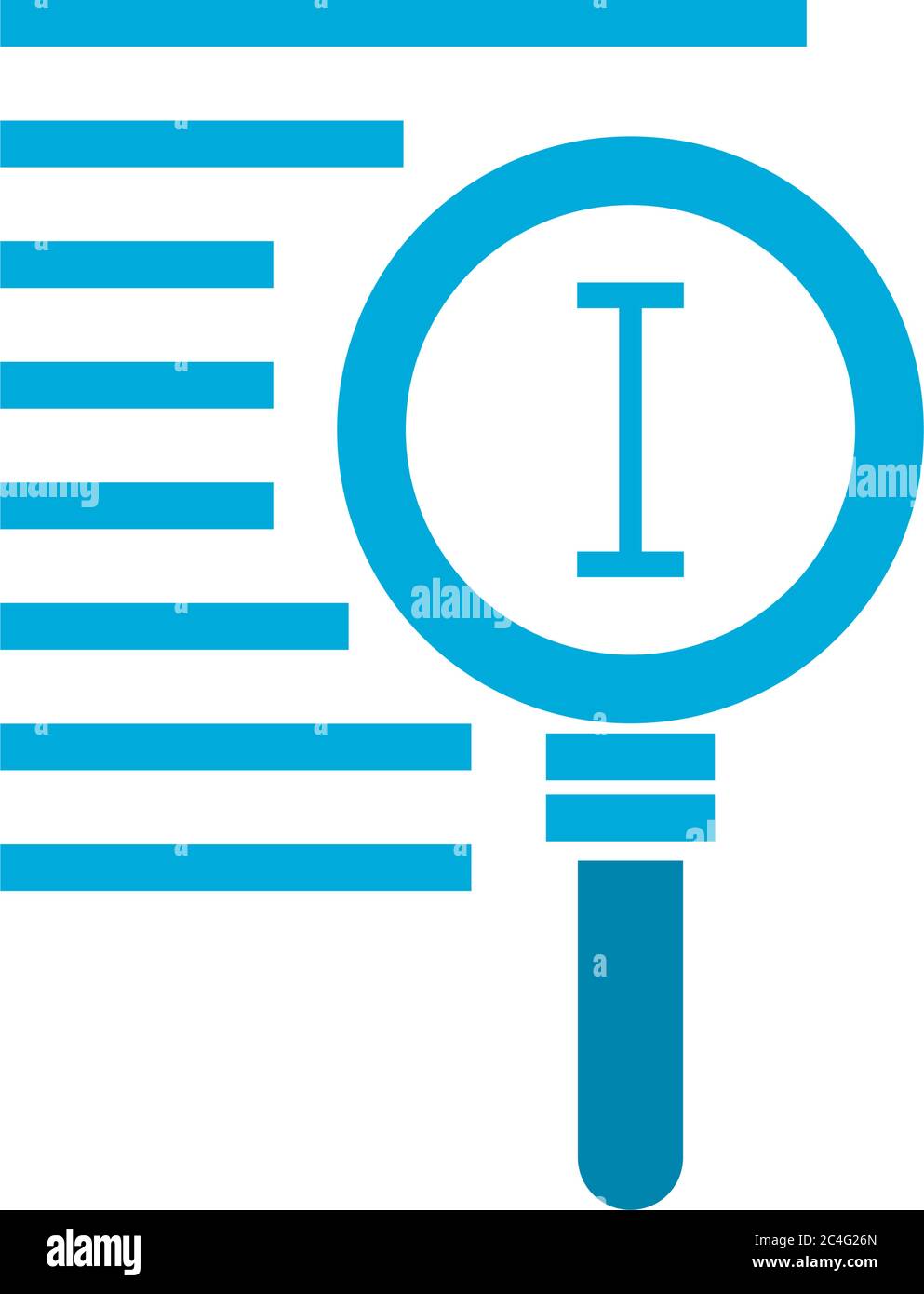 text edit cursor line inside lupe flat style icon design, Searching theme Vector illustration ...