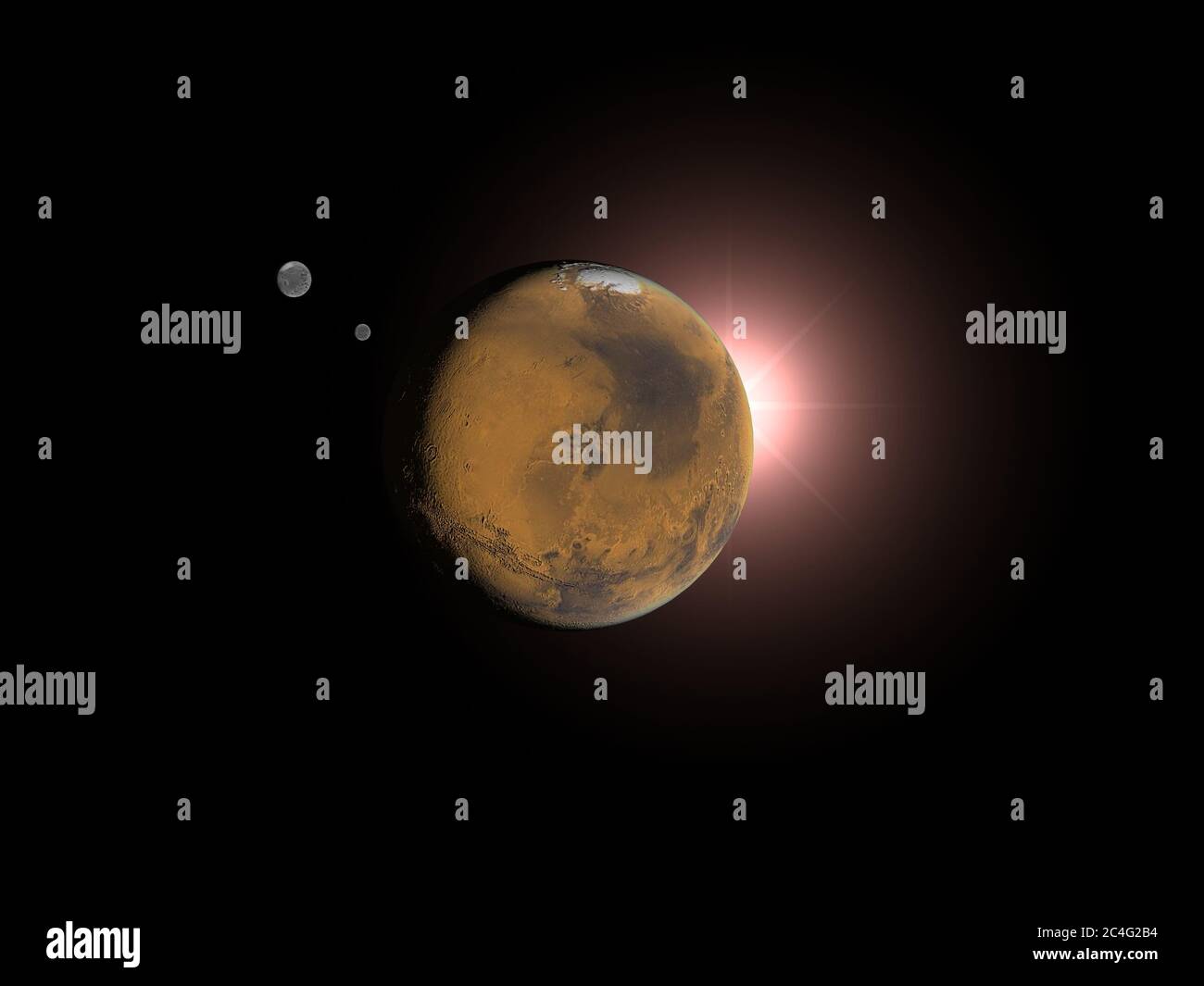 Mars and Sun. 3D space rendering Stock Photo - Alamy