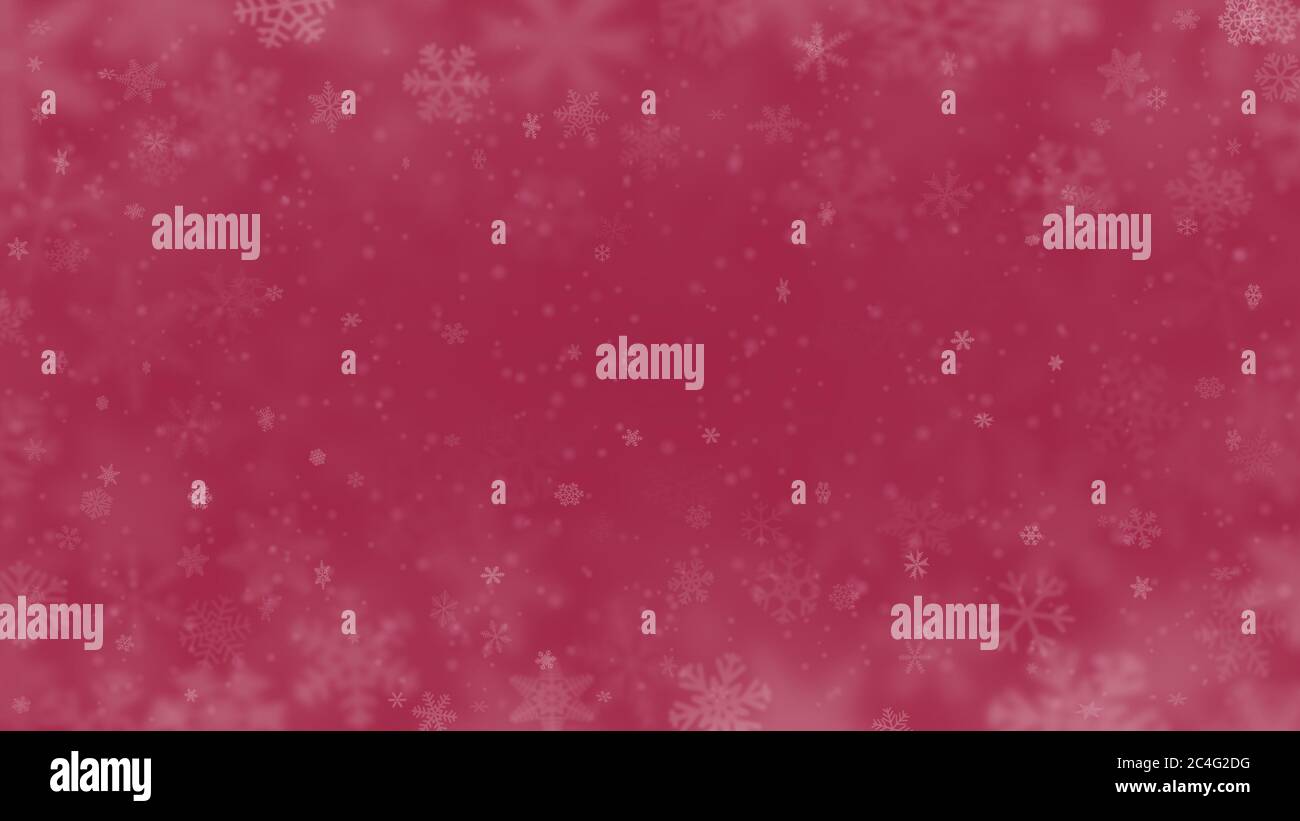 Christmas background of snowflakes of different shapes, sizes, blur and ...