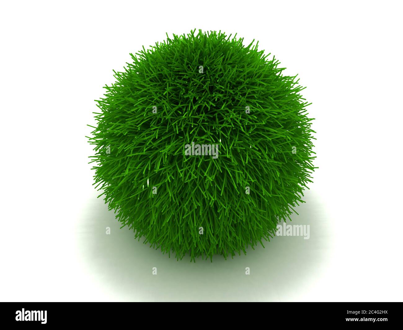 Furry ball rendered with a green grass texture Stock Photo - Alamy
