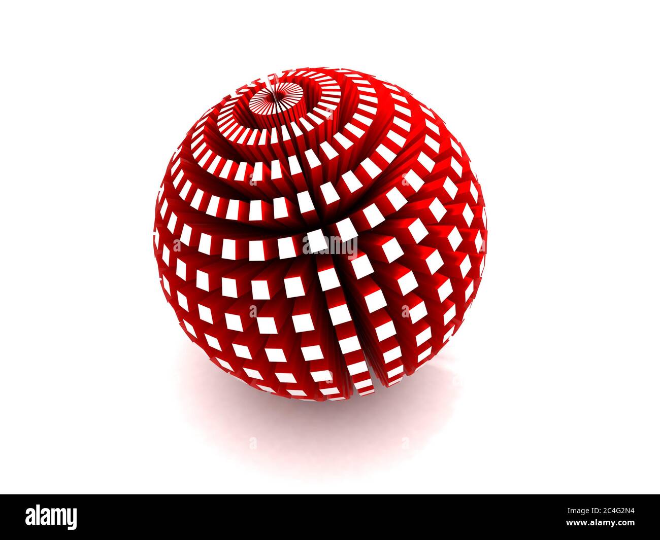Red sphere with extruded polygons Stock Photo - Alamy