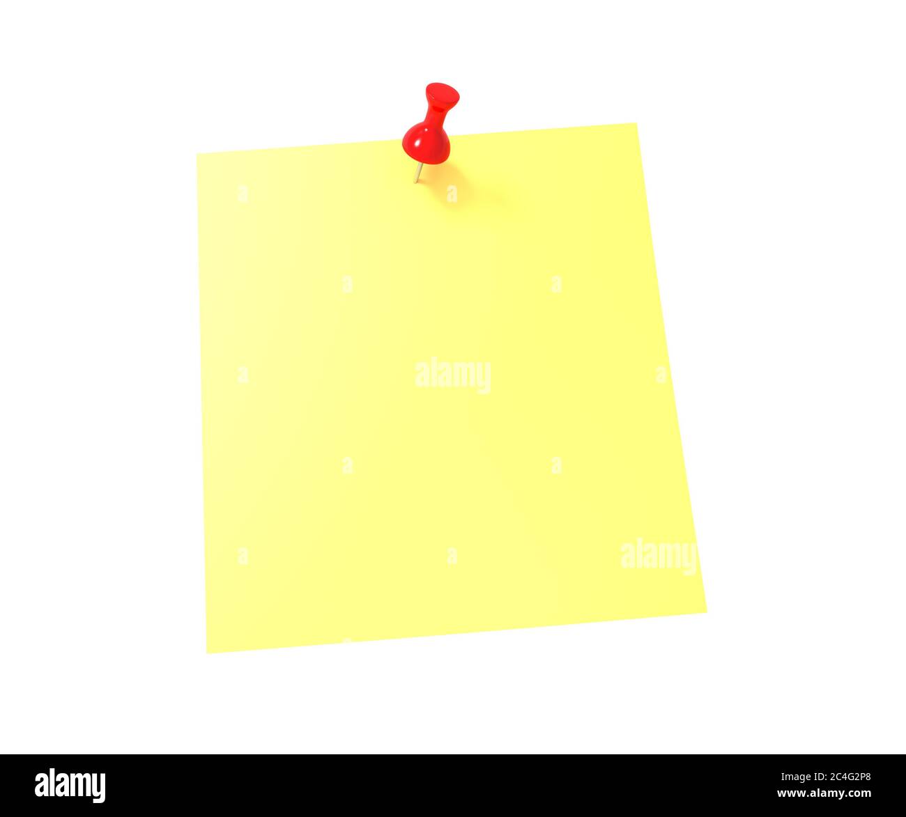 Yellow sticky note with red push pin Stock Photo - Alamy